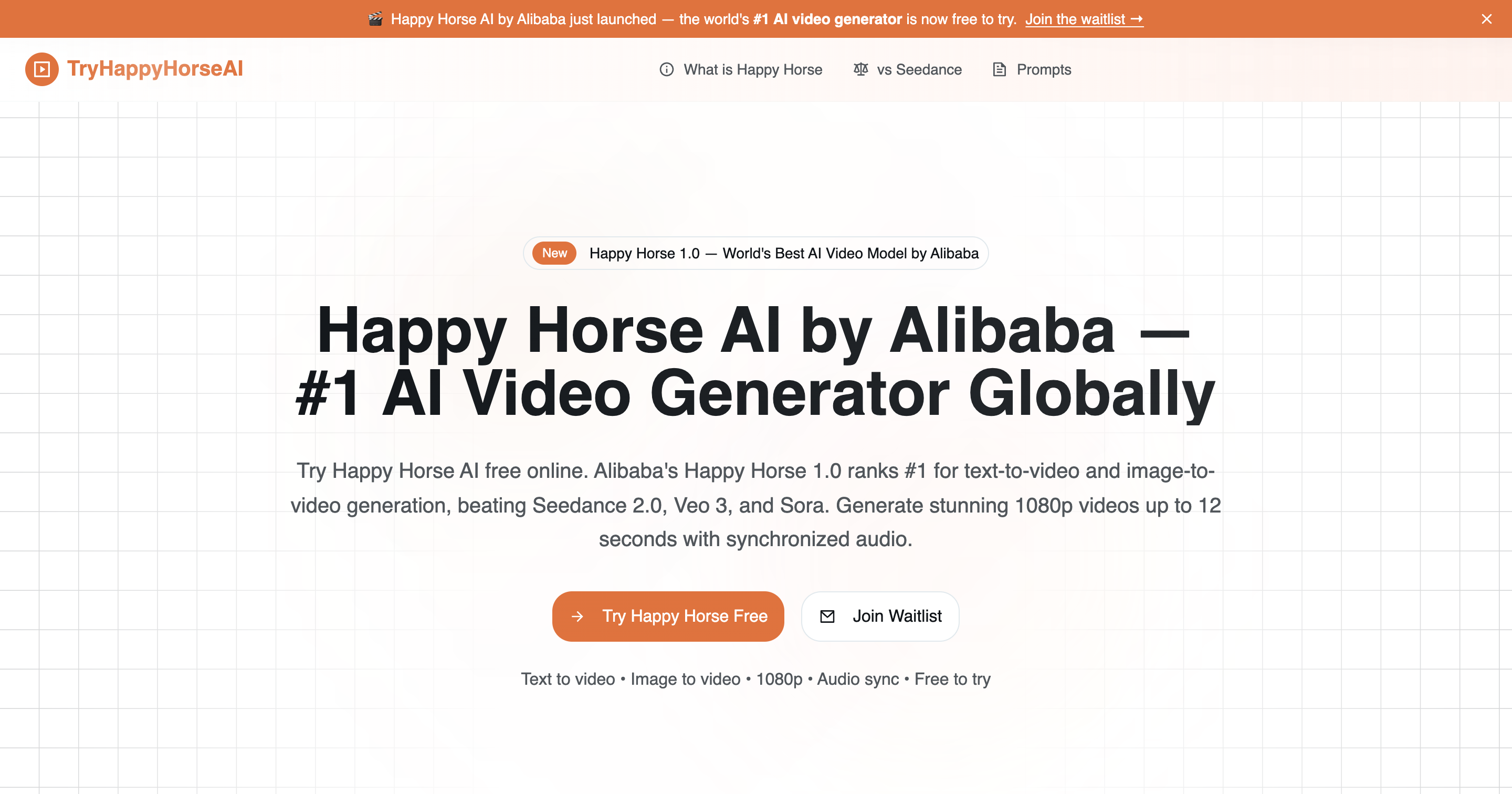 Happy Horse AI 阿里巴巴出品 — #1 AI 视频生成器，支持文字、图片与参考视频生成